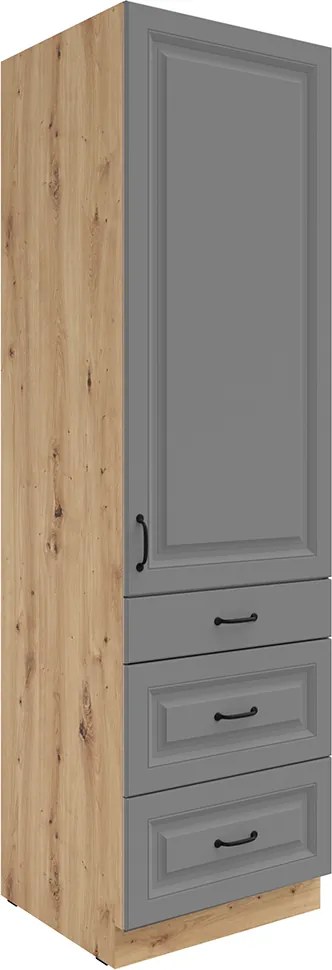 STILO ad | vysoká skříňka 60 DKS-210 3S 1F potravinová | 60 cm | UNI dvířka | artisan/šedá