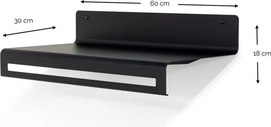 Černý kovový nástěnný věšák s poličkou 60 cm Sway – Spinder Design