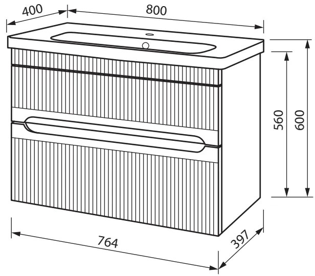 Lavedo Aria Air Antracit 80 koupelnová skříňka s umyvadlem