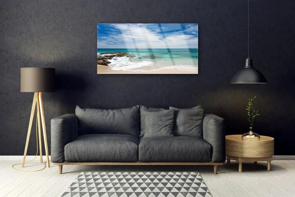 Obraz na skle Pláž Moře Krajina 125x50 cm