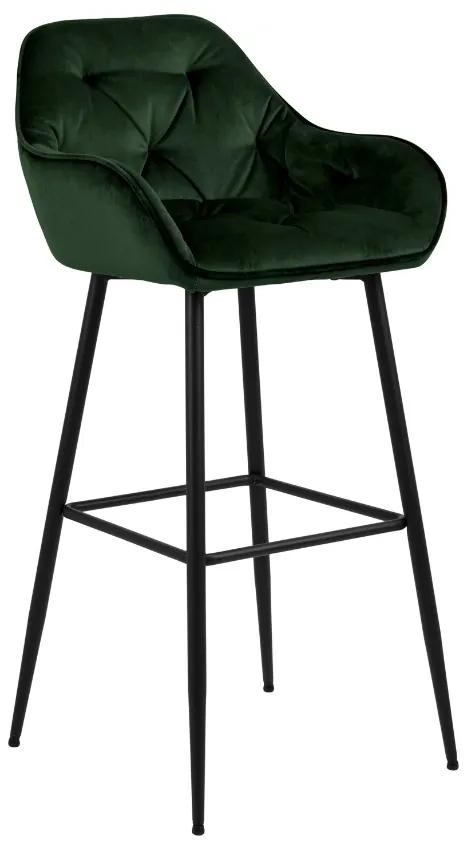 OnaDnes -20% Scandi Tmavě zelená sametová barová židle Norman 75 cm