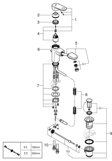 GROHE 33155002 - Umyvadlová baterie EUROPLUS DN 15 lesklý chrom