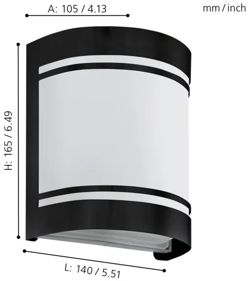 Eglo 99565 - Venkovní nástěnné svítidlo CERNO 1xE27/40W/230V IP44