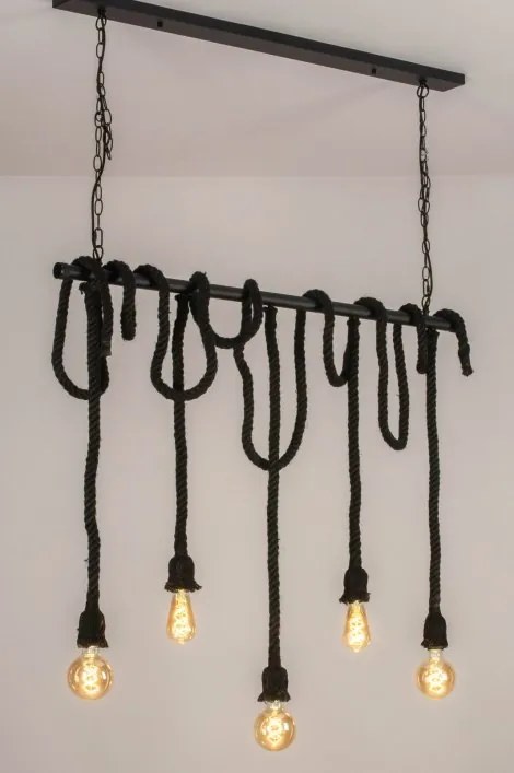 Závěsné černé designové svítidlo nad stůl Rope Industry Bulb 5 Nero