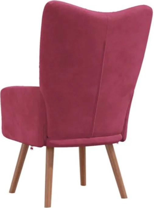 relaxační křeslo, odpočinkové, masivní kaučukovník/kov/samet, 97x62x70 cm, nohy tmavé/vínová, Dekorino KR20260092