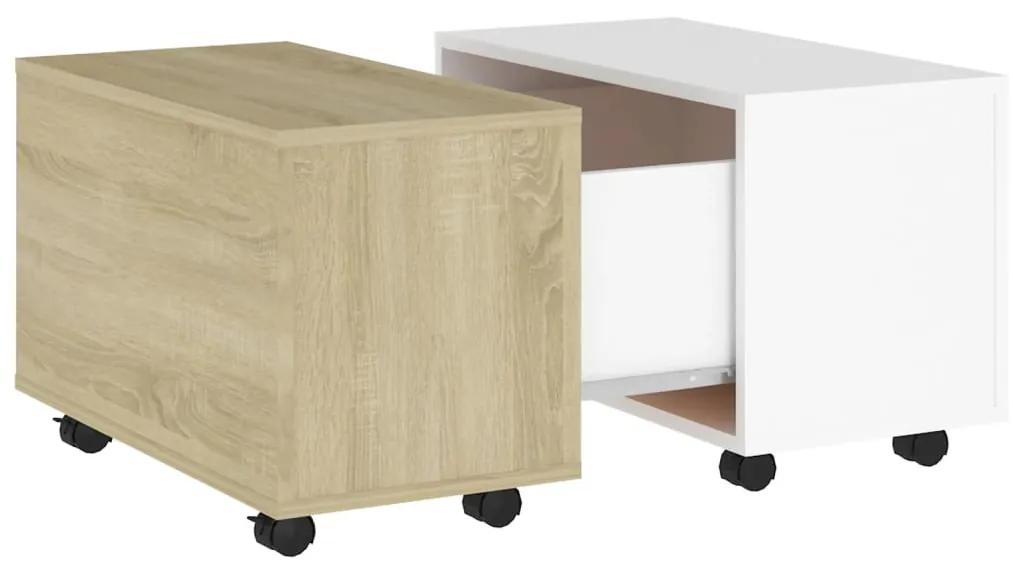 vidaXL Konferenční stolek bílý a dub sonoma 60x60x38 cm dřevotříska