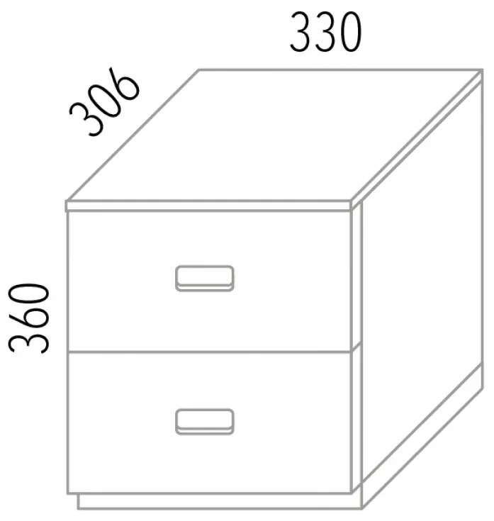 Domestav - DOMINO Skříň zásuvková 2 zásuvky hloubka 306 buk cink, mořený