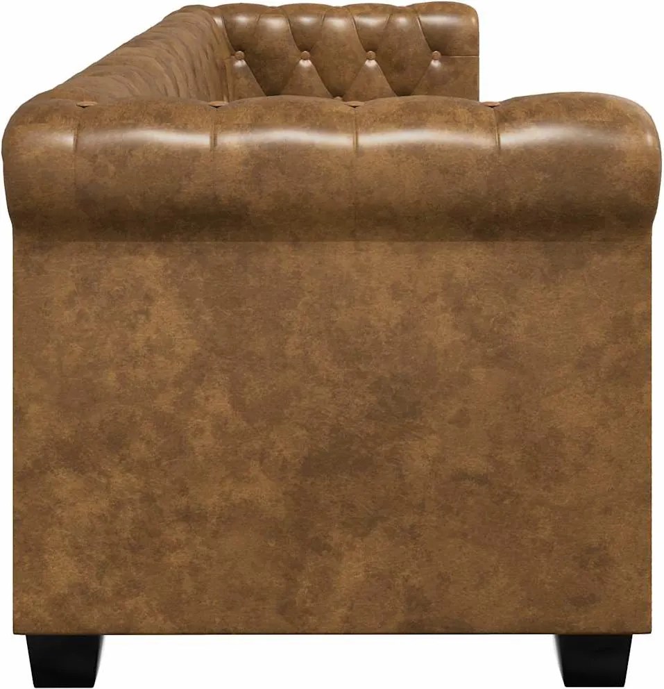 Chesterfield sedačka 3místná umělá kůže hnědá 243620