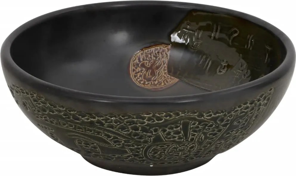 Umyvadlo na desku černé kulaté Φ 41 x 14 cm keramika 155058