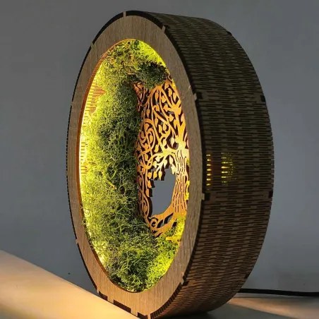 Dřevěná LED lampa Strom života s mechem - noční lampa I SENTOP LED0633