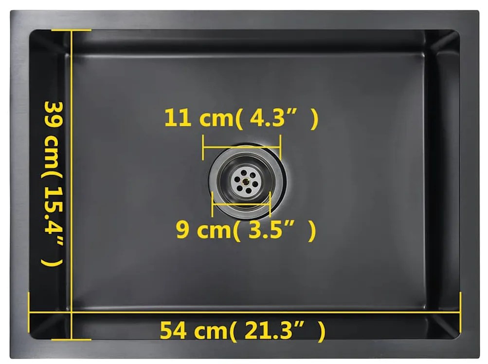 vidaXL Marketos Ručně vyrobený kuchyňský dřez černý nerezová ocel