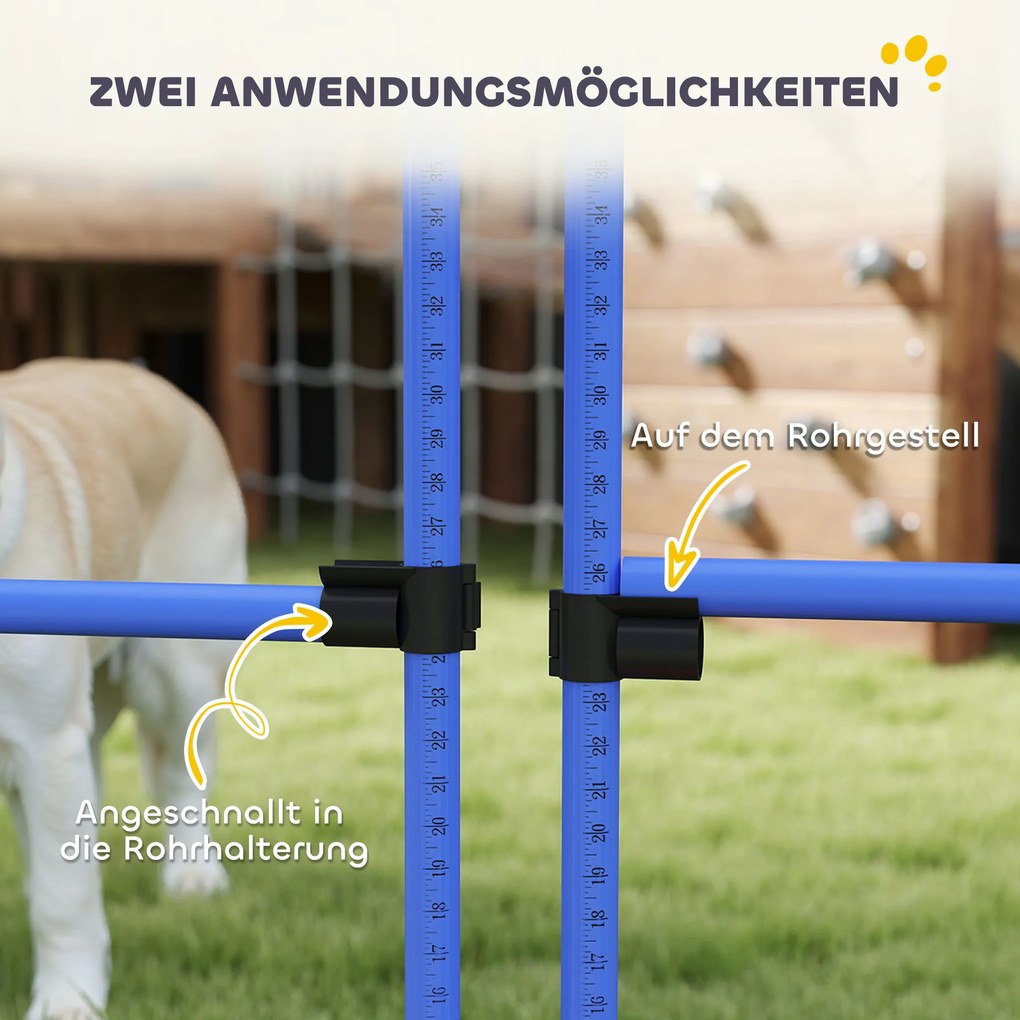 PawHut 4dílná sada agility pro psy se 4 překážkami a přepravní taškou pro trénink skákání, modrá
