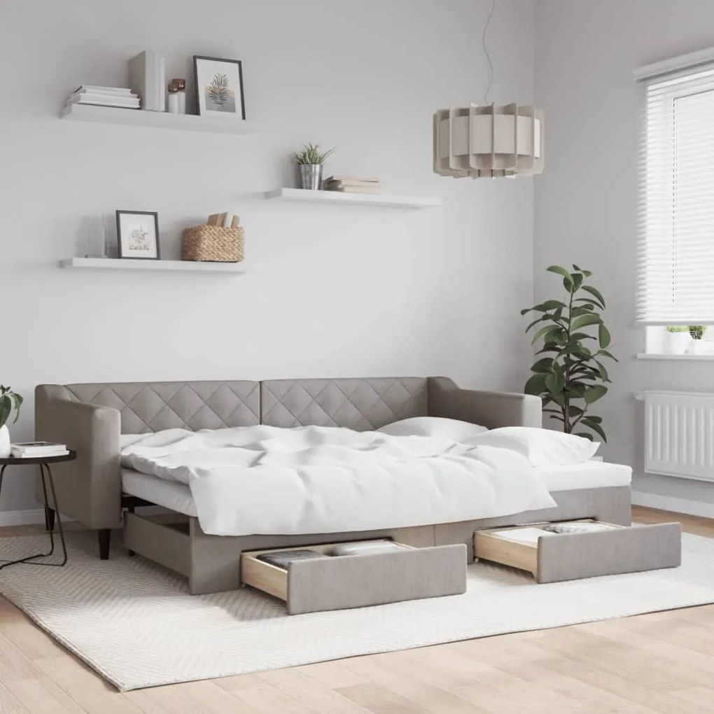 Válenda s přistýlkou a zásuvkami taupe 80 x 200 cm textil 3197460