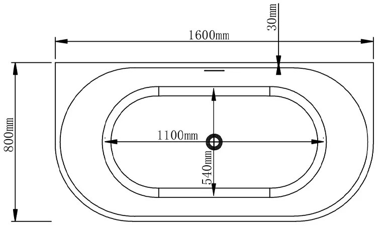 BPS-koupelny Volně stojící akrylátová vana ke stěně HYD-LE527C2 160x80 bílá, odtokový komplet chrom
