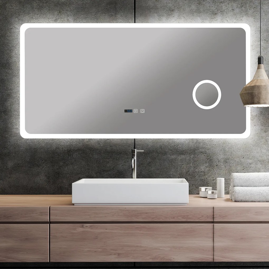 Smartzrcadla Koupelnové zrcadlo S-3615 s LED podsvícením a příslušenstvím 120 × 60 cm