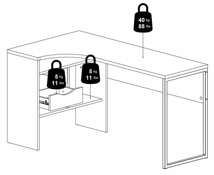 Tvilum Rohový psací stůl EFREM PLUS se 2 zásuvkami s deskou v dekoru dub