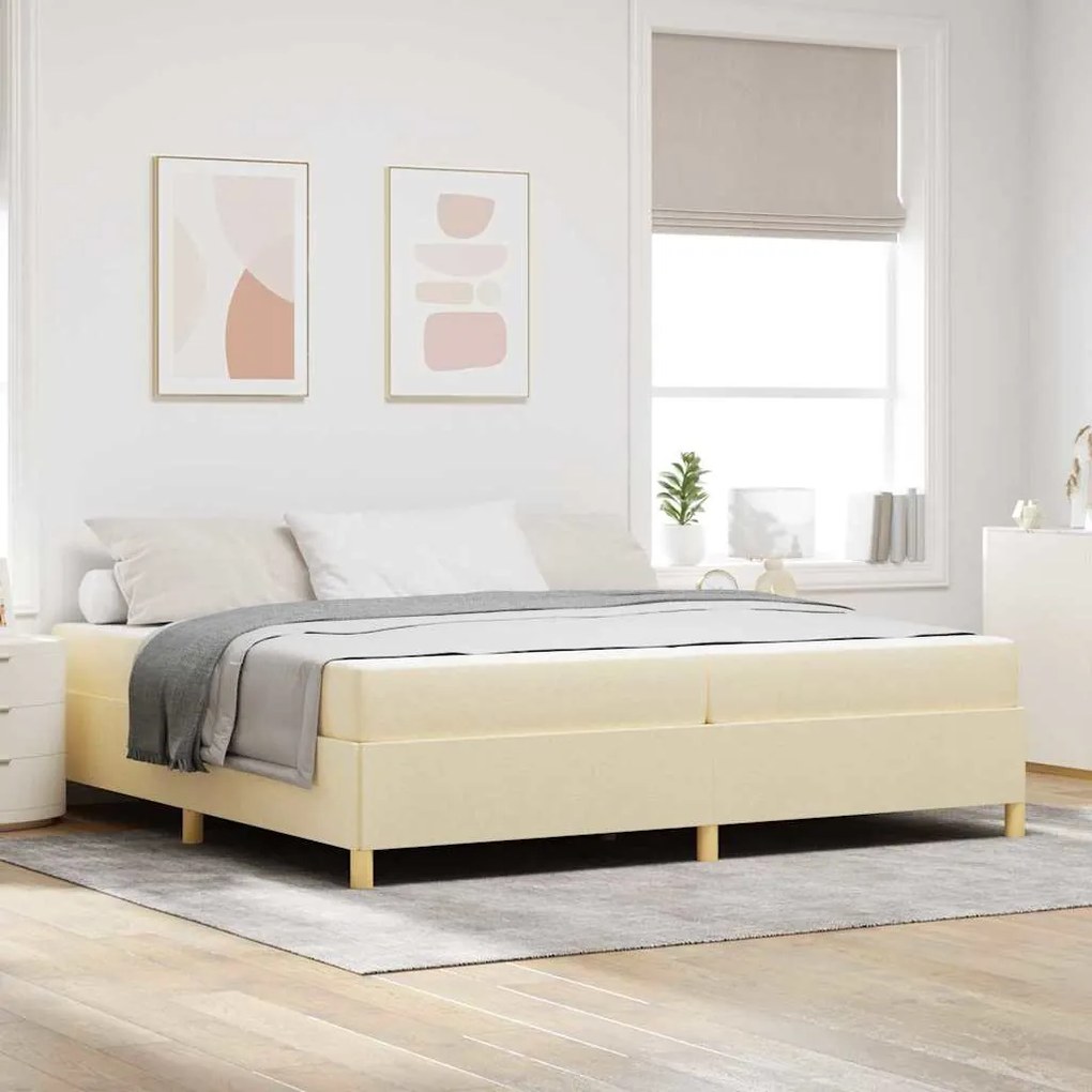 Rám postele Krémová 200 x 200 cm textil 3398967