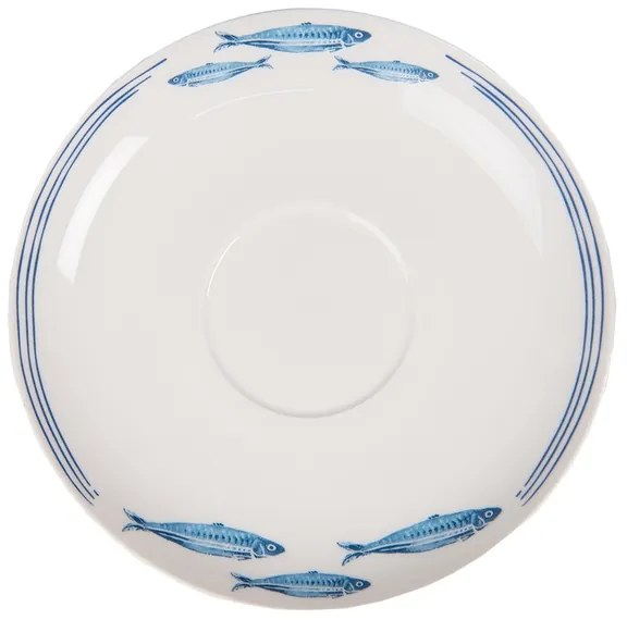 Porcelánový šálek s podšálkem s rybkami Fish Blue