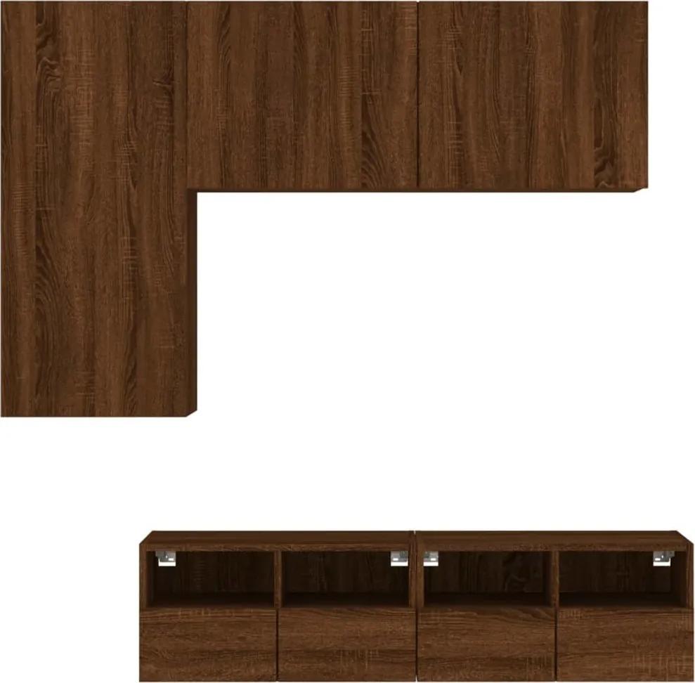 vidaXL 4dílná obývací stěna kompozitní dřevo [3216538] Barva: kouřový dub