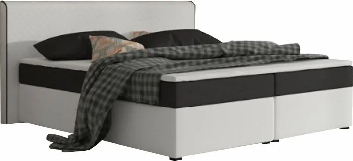 Komfortní postel, černá látka / bílá ekokůže, 180x200, NOVARA KOMFORT