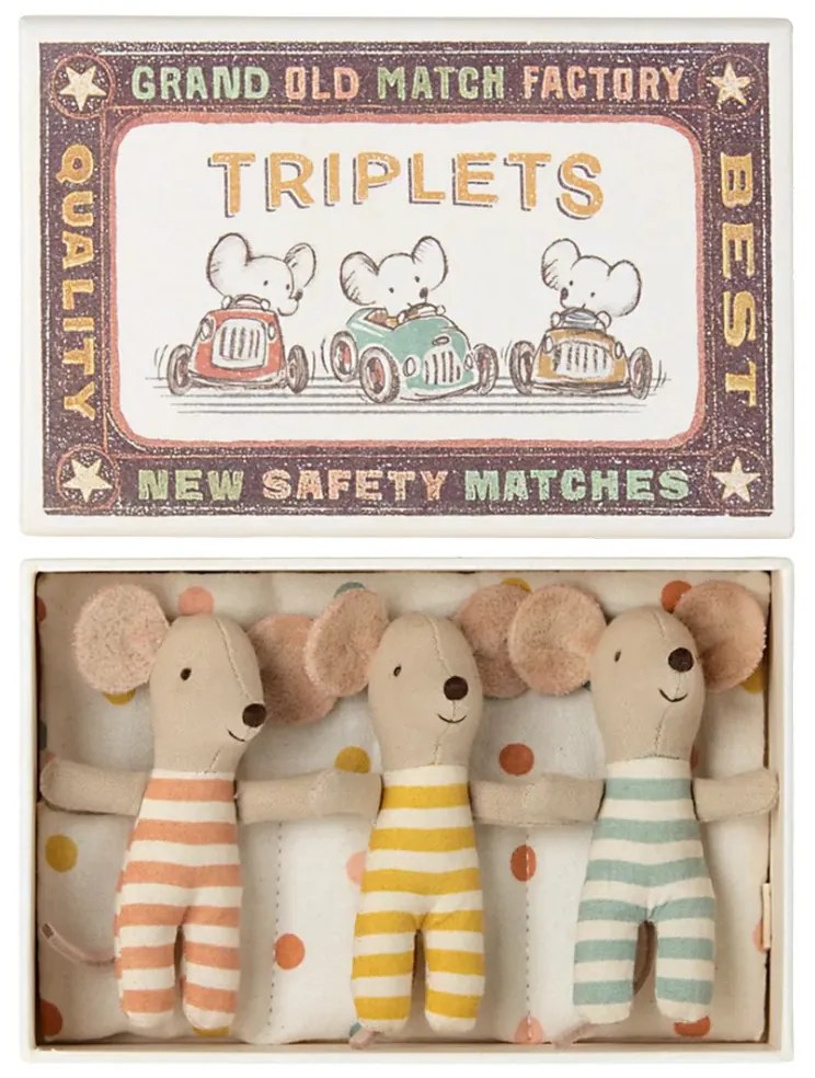 Myšky trojčátka v krabičce Triplets Maileg Biano.cz