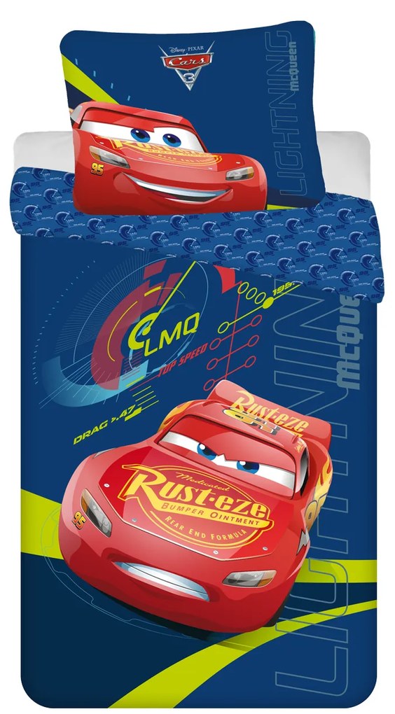 Jerry Fabrics Bavlněné povlečení 140x200 + 70x90 cm - Cars 3 "McQueen 03"