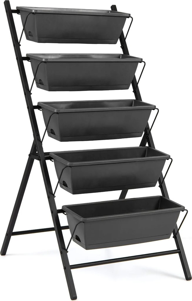 Costway 5-Tier Vertikální vyvýšený záhon s 5 odnímatelnými truhlíky na květiny