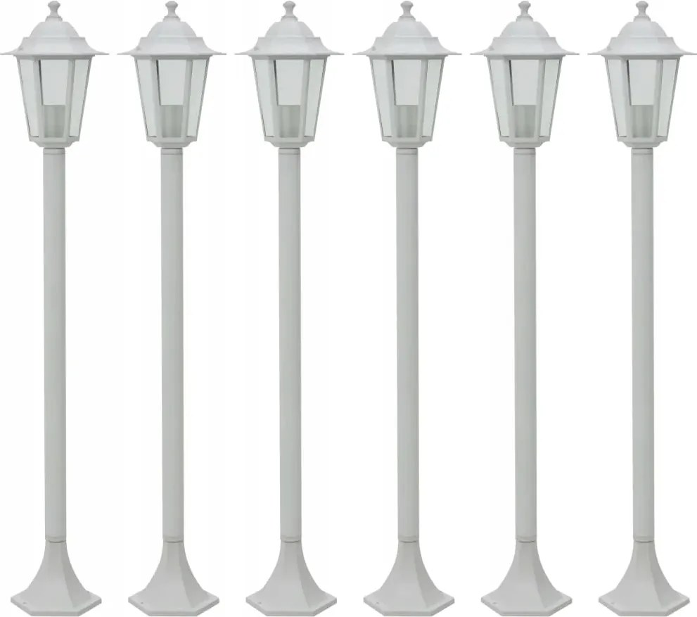 Fionshop 262938221 Zahradní sloupové lampy 6 ks E27 110 cm hliníkové bílé