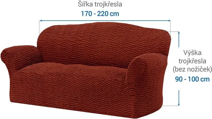 Bielastické potahy CRISTINA měděná trojkřeslo (š. 170 - 220 cm)