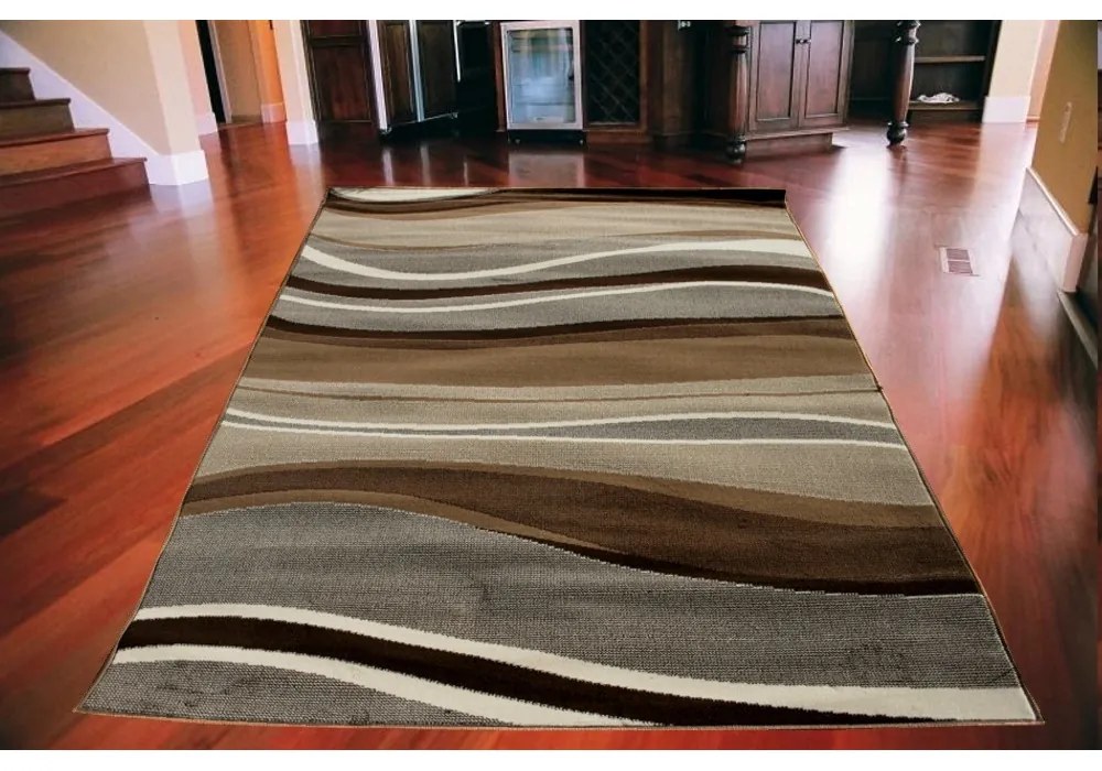 Kusový koberec PP Vlny hnědý, Velikosti 120x170cm