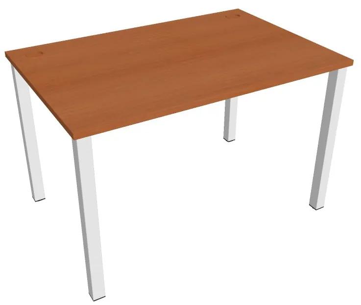 Stůl pracovní rovný 120 cm - Hobis Uni US 1200 Dekor stolové desky: třešeň, Barva nohou: bílá