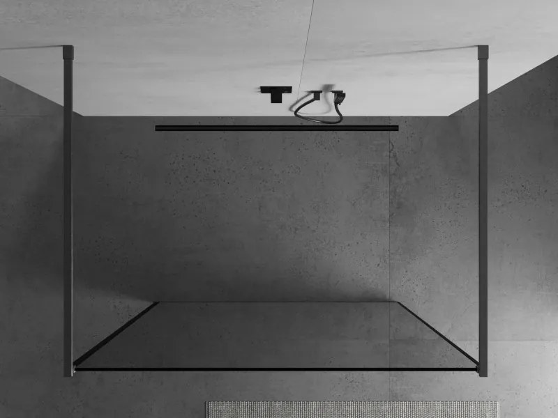 Mexen Kioto, sprchová zástěna Walk-In 160 x 200 cm, 8mm sklo černý vzor, grafitový profil, 800-160-002-66-70