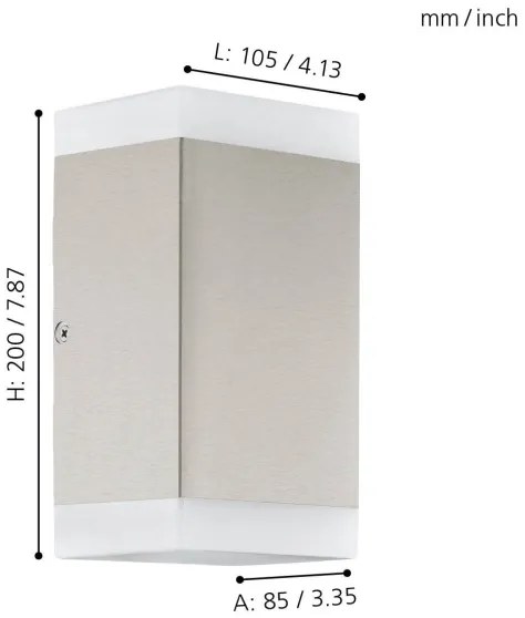 Eglo 75545 - LED Venkovní nástěnné svítidlo CARPINERA 2xGU10/4,6W/230V IP44