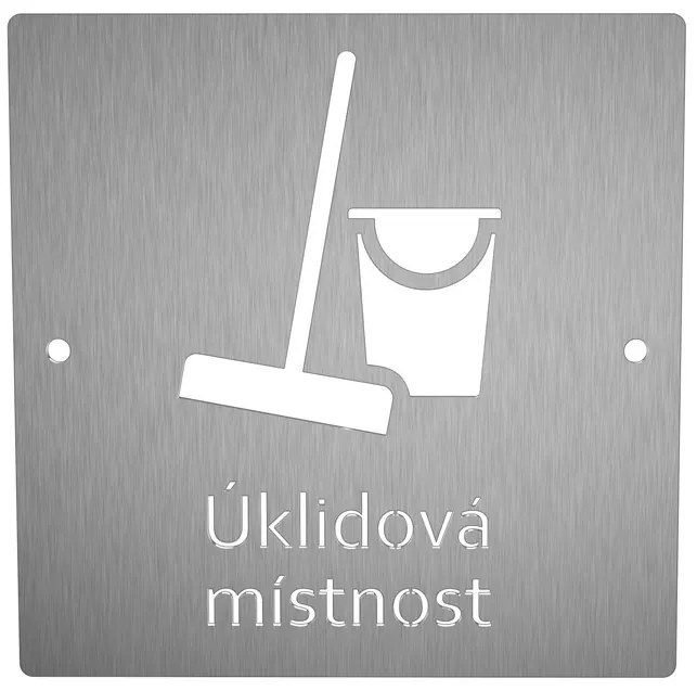 Nerezový piktogram ÚKLIDOVÁ MÍSTNOST 1a Rozměr: 10 x 10 cm