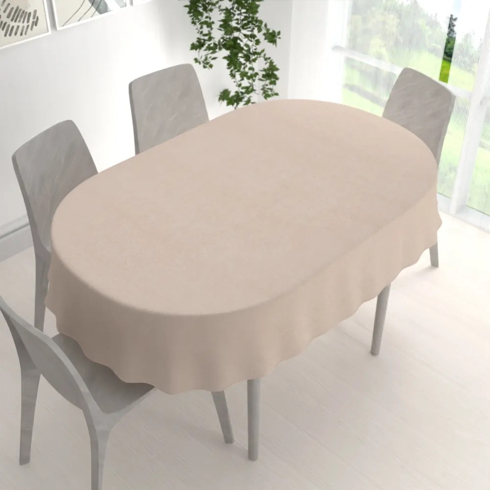 Biante Oválný ubrus/imitace broušené kůže Alcantara ALC-009 Béžový 120x160 cm