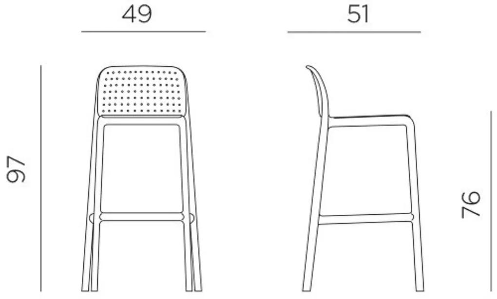 Nardi Antracitově šedá plastová barová židle Lido 76 cm