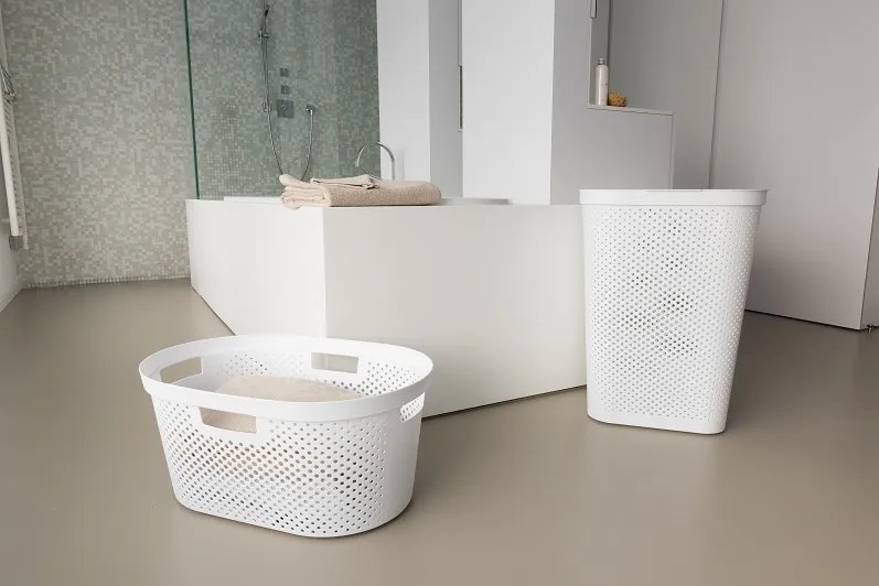 CURVER INFINITY DOTS 39L koš na čisté prádlo - bílý