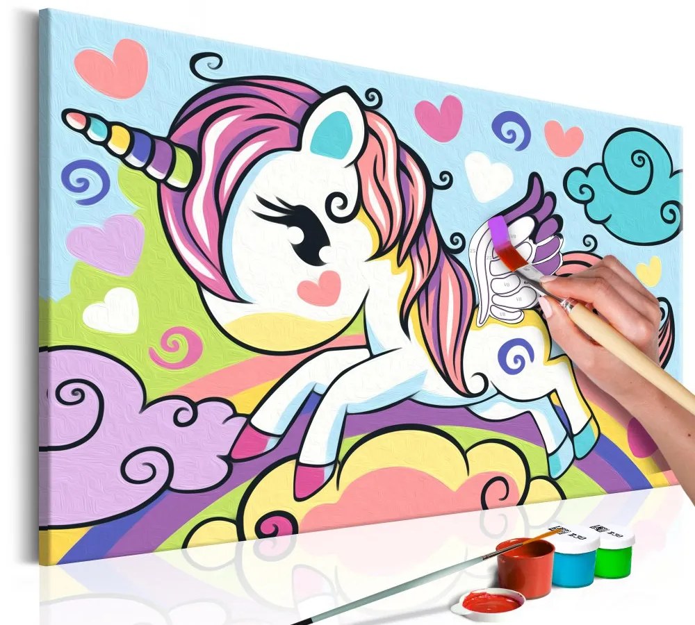 Bimago Malování podle čísel - Colourful Unicorn | 33x23 cm