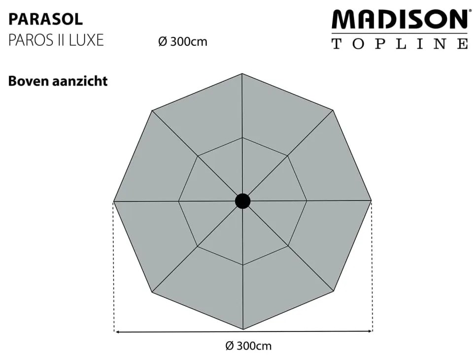 Madison Slunečník Paros II Luxe 300 cm šedý, Madison 434706