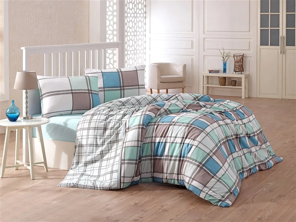 Brotex povlečení bavlna Iris blue zipový uzávěr 140x220 70x90