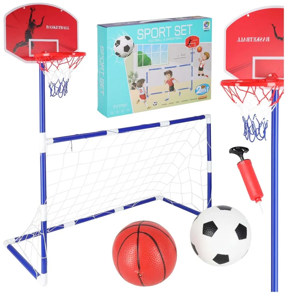 Creative Corner Fotbalová branka pro fotbal basketbal backboard basketbalová hra 2v1 2 míčová pumpa
