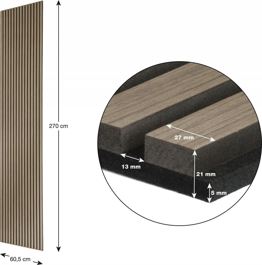 Akustický panel G21 270x60,5x2,1 cm, ořech [63910190]