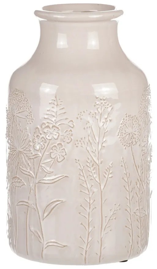 Váza keramická luční kvítí, béžová, pr. 19 cm x 31 cm