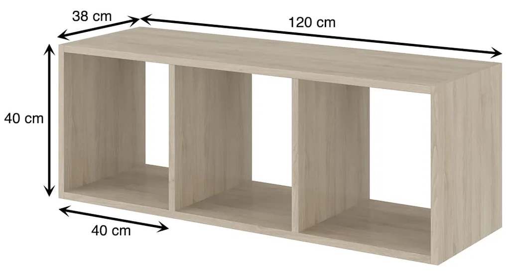 Dětský úložný regál 3-komorový