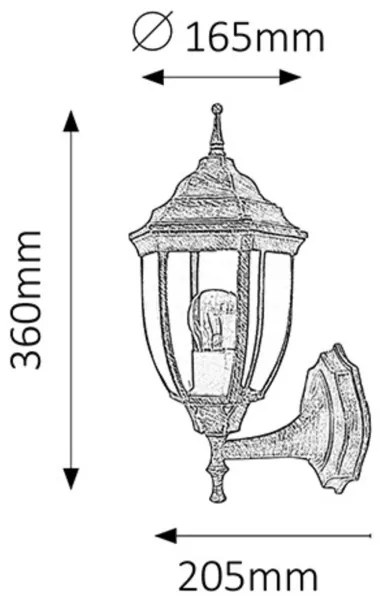 Rabalux 8452 - Venkovní nástěnné svítidlo NIZZA 1xE27/60W/230V