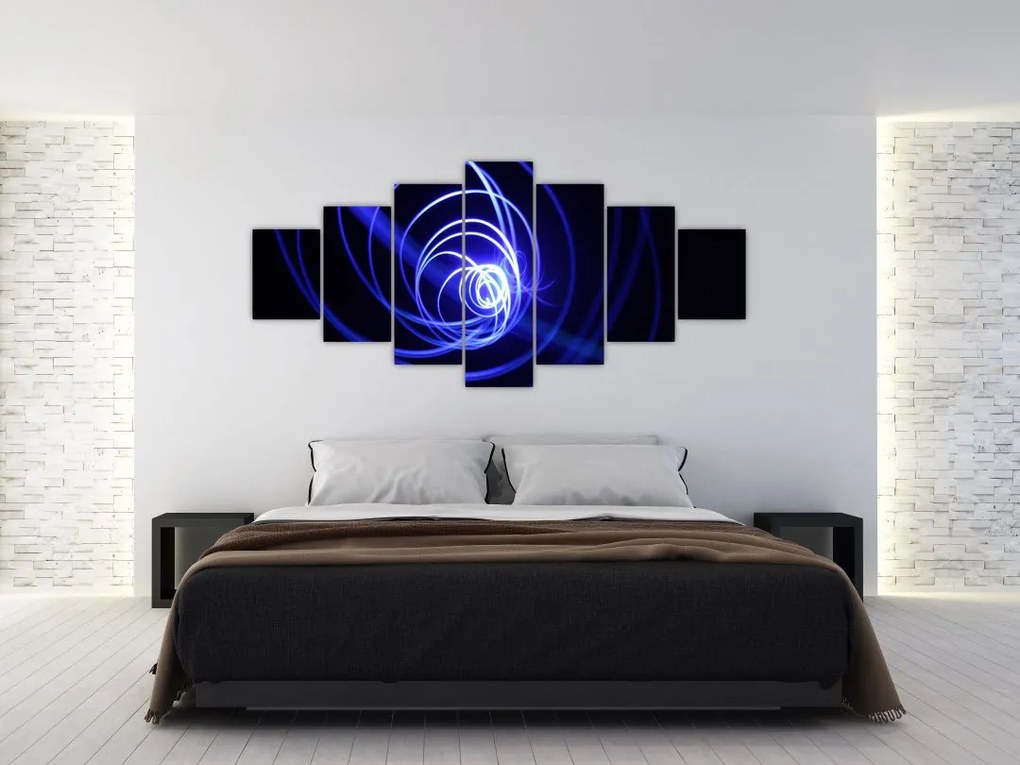 Obraz modrých spirál (210x100 cm)