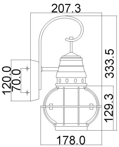 Kichler KL-BRIDGEPOINT-S-NBR - Venkovní svítidlo BRIDGEPOINT 1xE27/60W/230V IP44