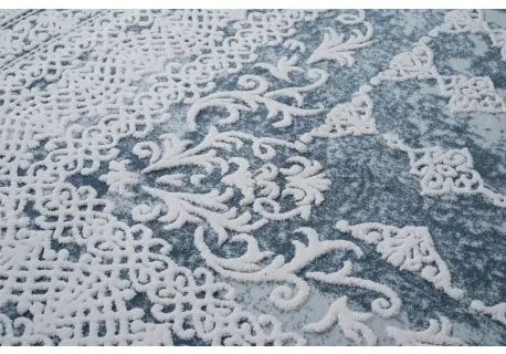 koberec AKRYL VALENCIA 2328 ORNAMENT modrý / slonová kost velikost 80x150 cm | krásné koberce cz