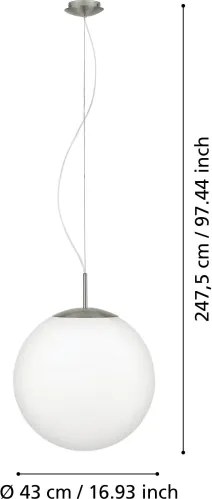 Eglo 63271 - Lustr na lanku PIEDALE 1xE27/60W/230V pr. 43 cm matný chrom