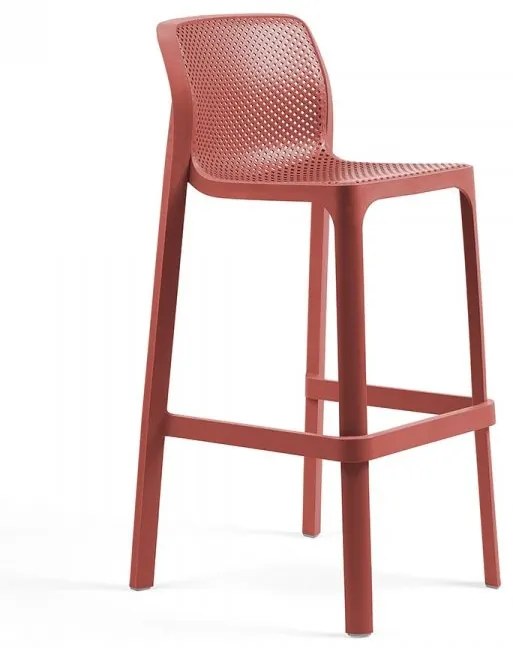 Nardi Plastová barová židle NET s nižším sedem Odstín: Corallo - Červená